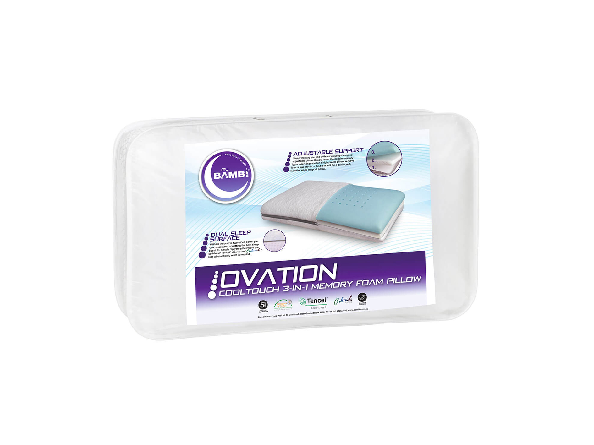 Ovation Memory Foam 3-in-1 Adjustable Pillow | Sleep Doctor Batemans Bay
